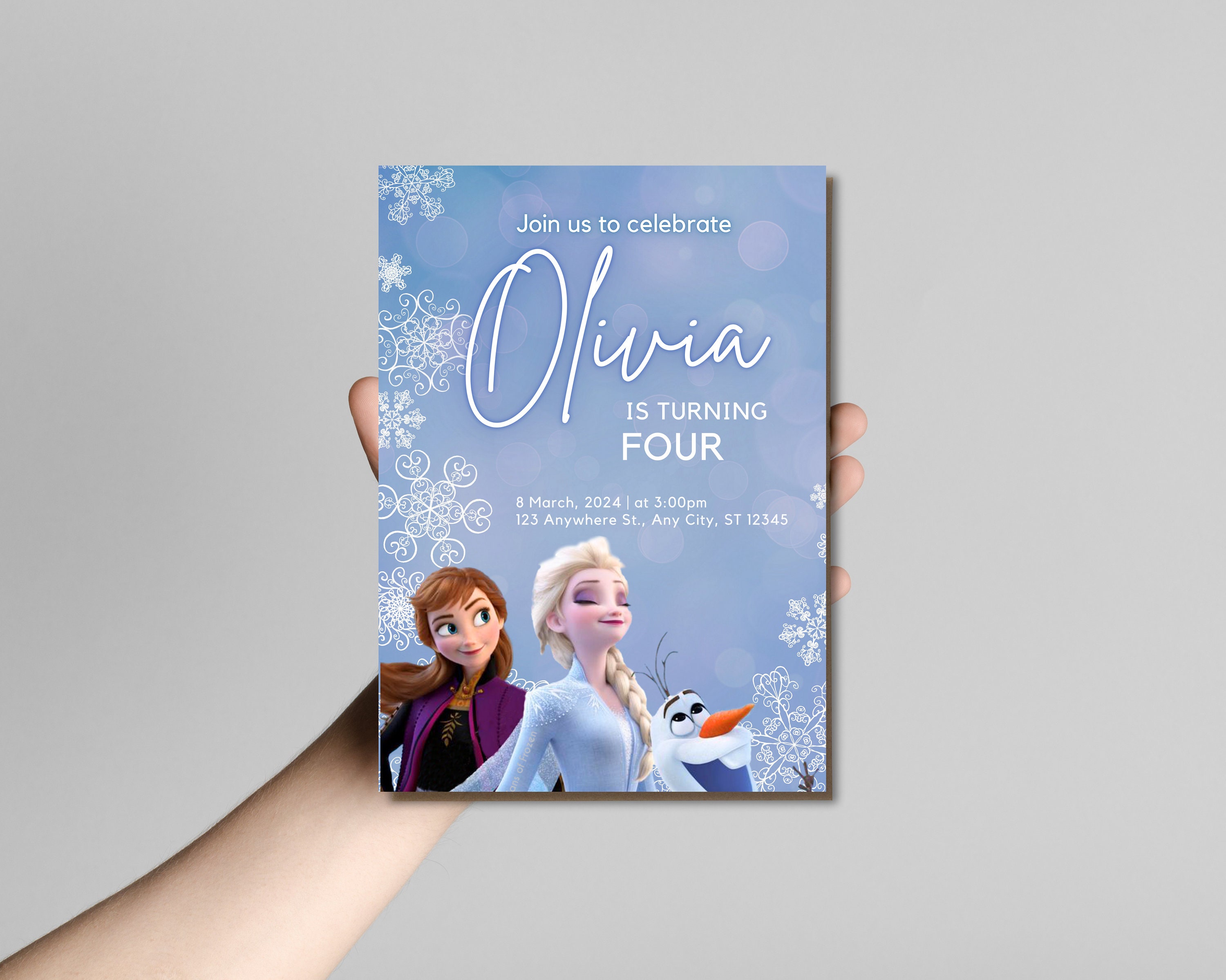Frozen Elsa, Anna, Olaf Birthday Party Invitation Enchanted Winter ...