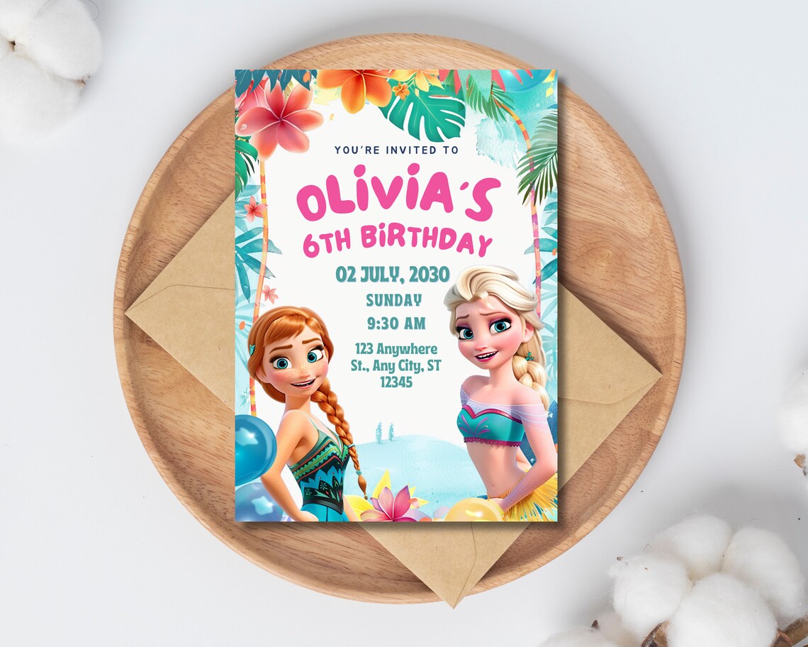 Frozen Themed Birthday Invitation for Girls Customizable Princess Elsa ...