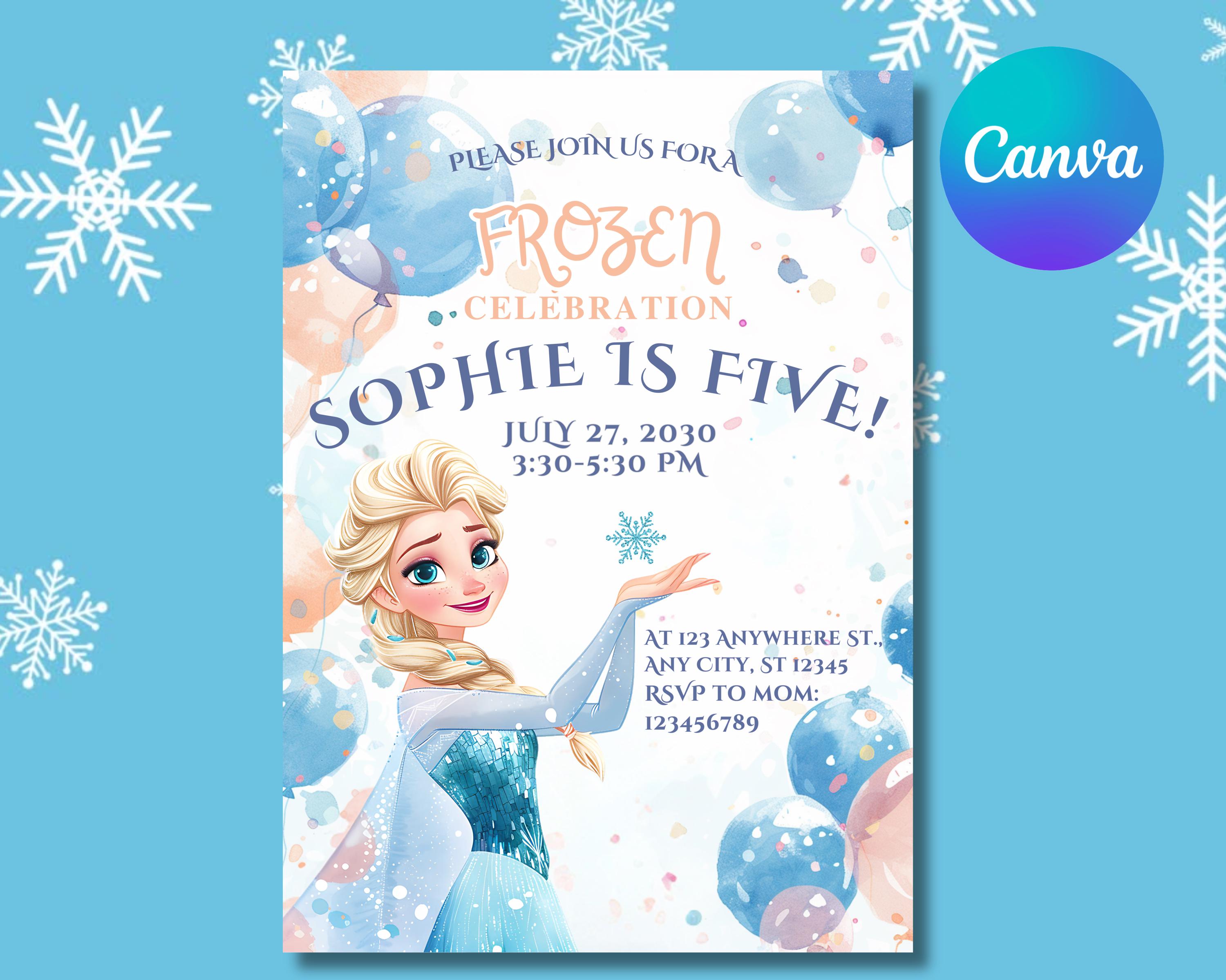 Editable Frozen Birthday Invitation Template, Princess Elsa Evite ...