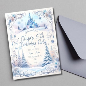 Frozen Ice Castle Elsa Birthday Party Invitation Enchanted Winter ...