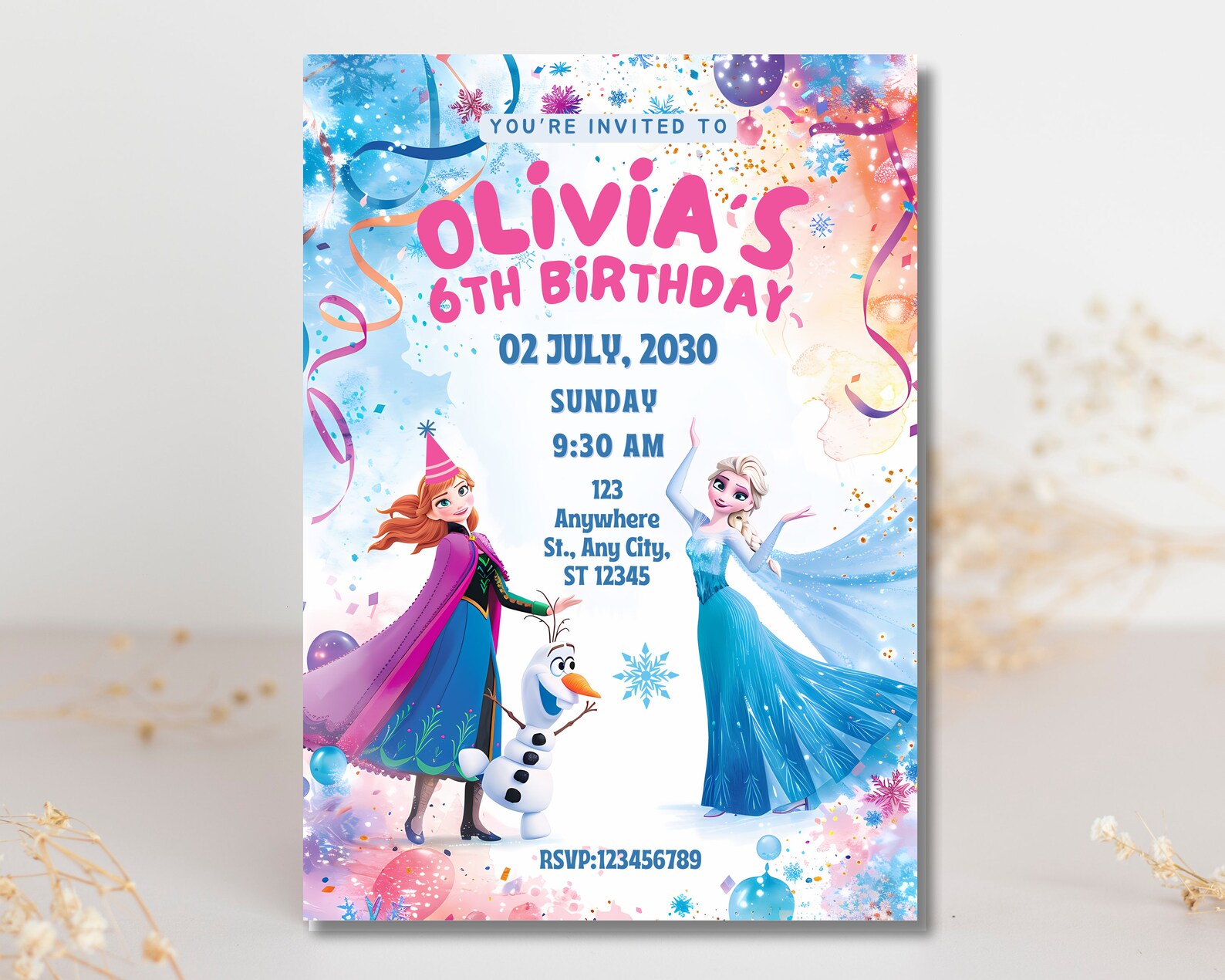 Frozen Themed Birthday Invitation for Girls Customizable Princess Elsa ...