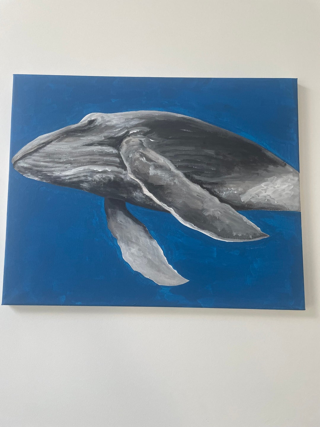 Whale Acrylic Painting on Stretched Canvas - Etsy
