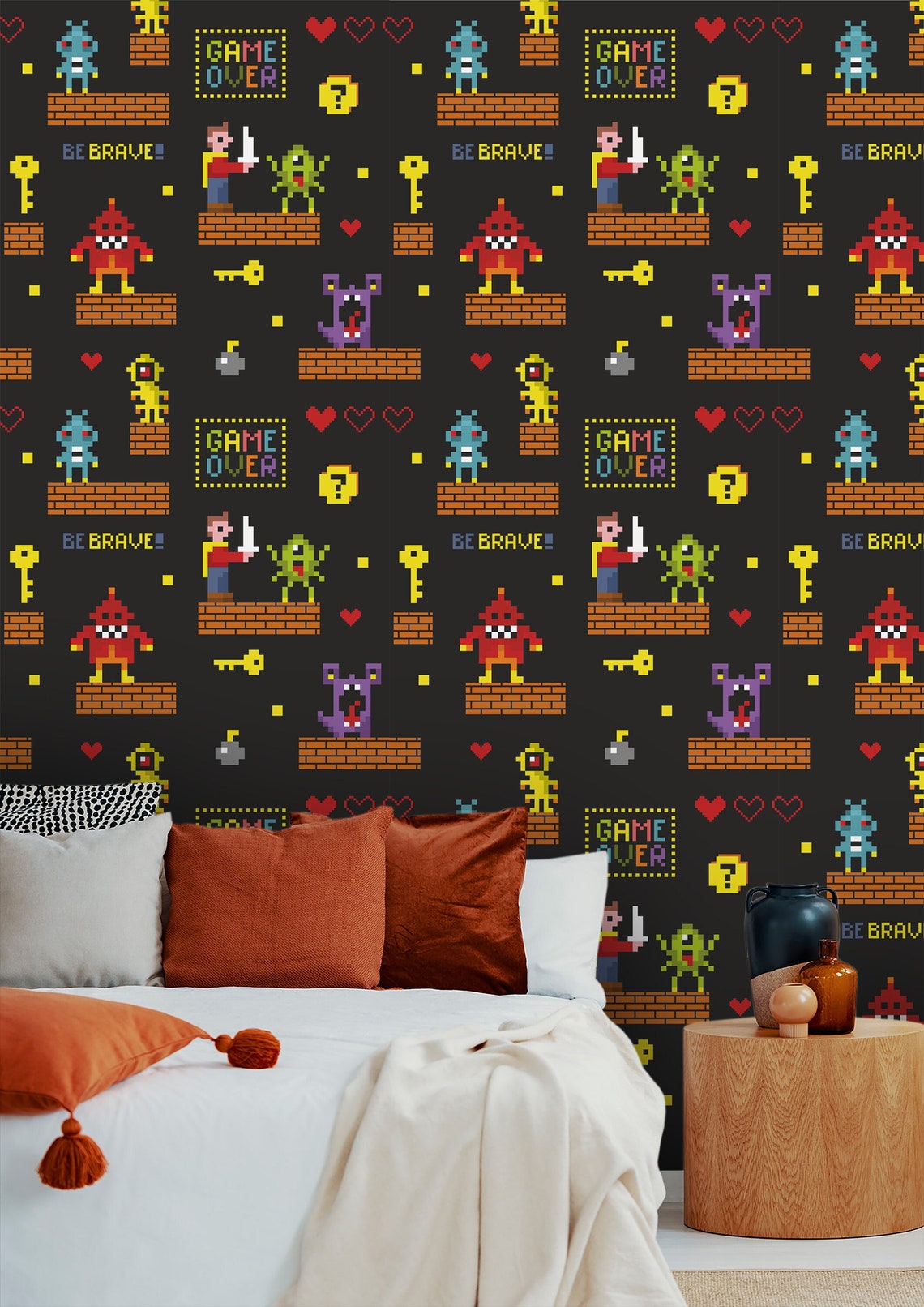 Game Over Wallpaper Retro Game Peel and Stick Removable - Etsy