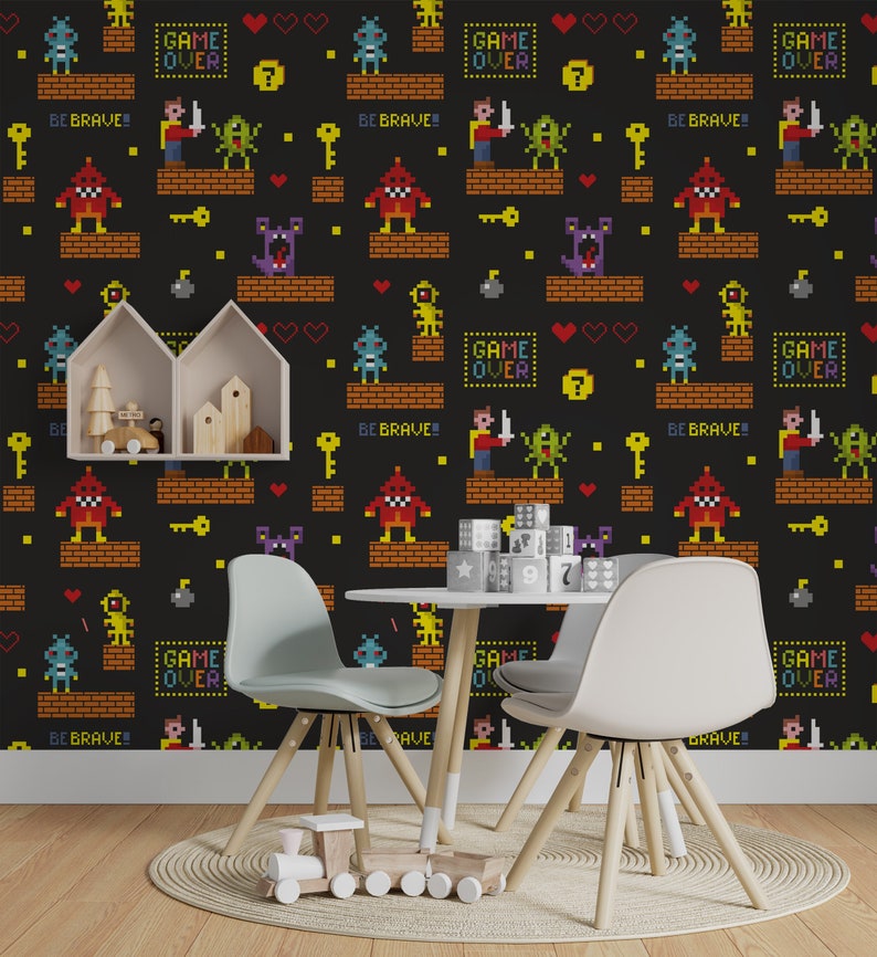 Game Over Wallpaper Retro Game Peel and Stick Removable - Etsy