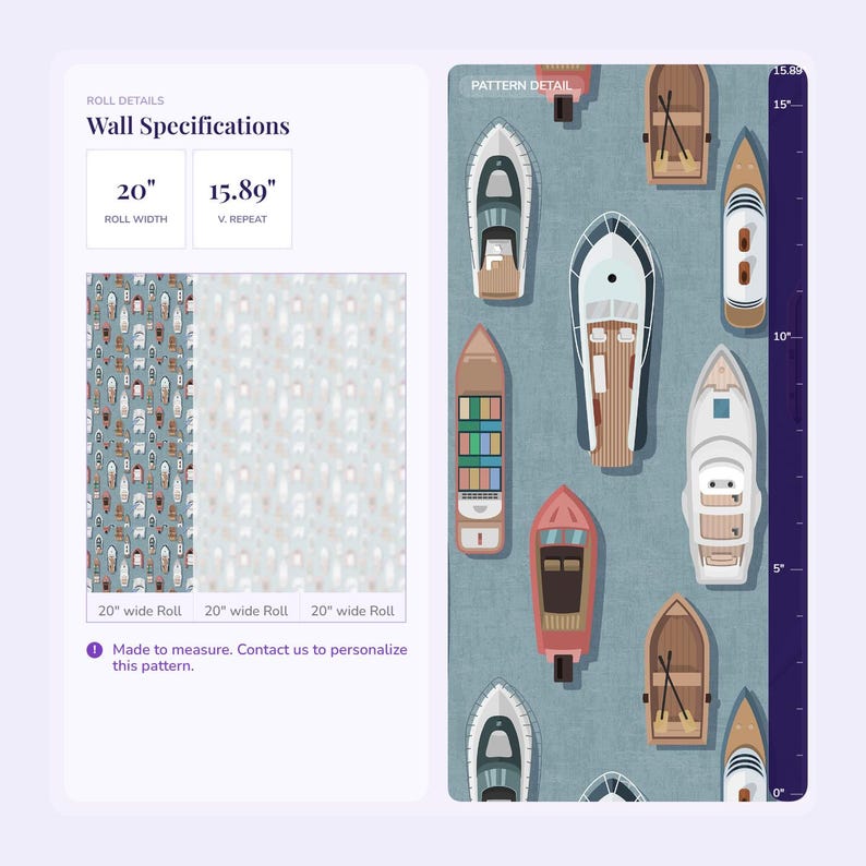Wallpaper Boats Pattern Peel and Stick Wall Mural - Etsy