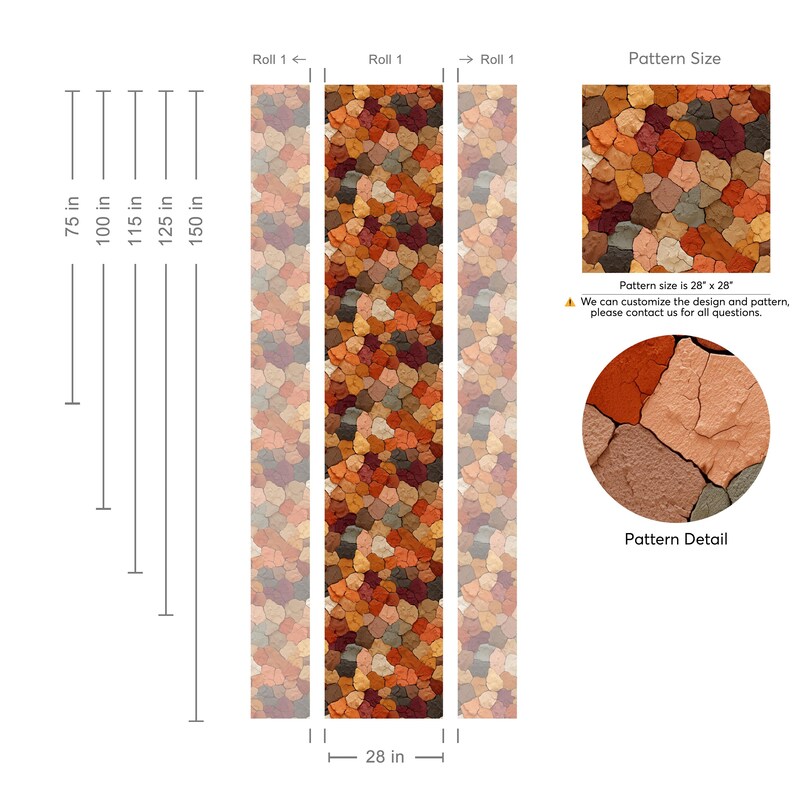 Terracotta Tones Peel and Stick Wallpaper Earthy Clay Mural Rustic Wall ...