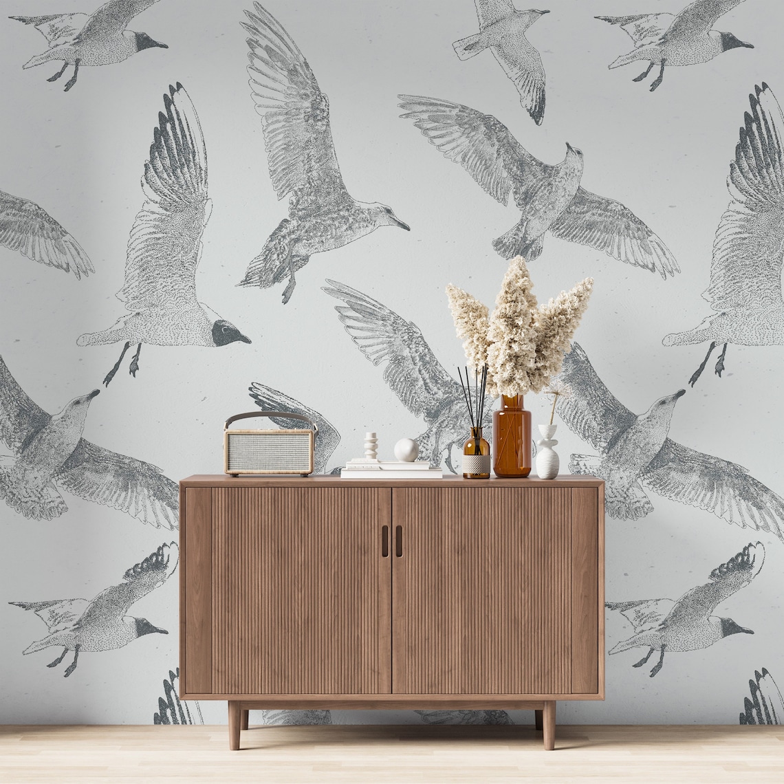 Seagull Wallpaper Peel and Stick Birds Wall Mural Pattern - Etsy
