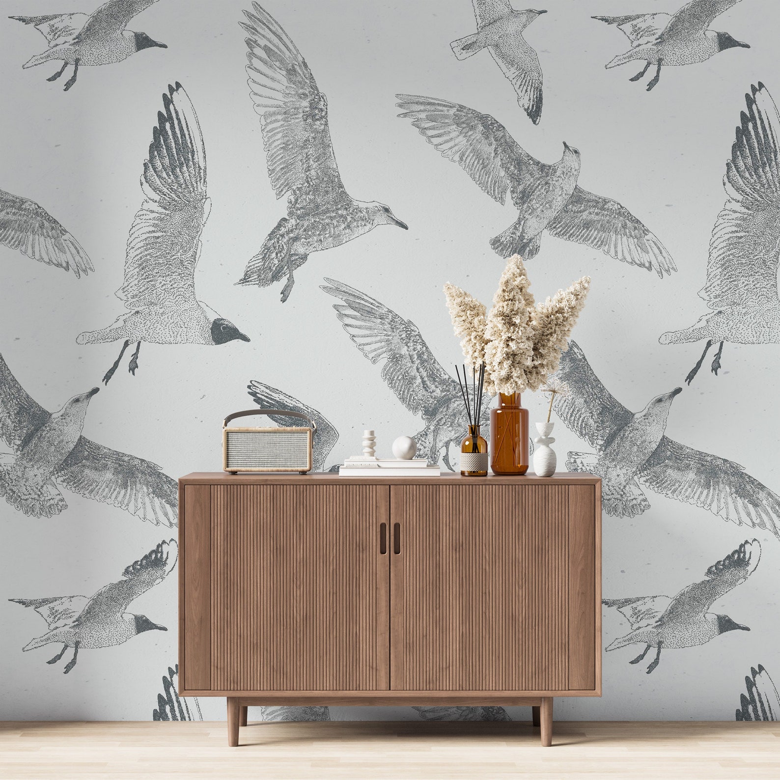 Seagull Wallpaper Peel and Stick Birds Wall Mural Pattern - Etsy