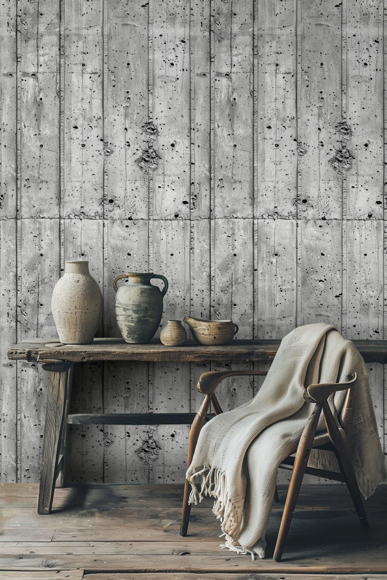 Rustic Wood Plank Wallpaper, Gray Faux Wood Wall Mural for Modern ...