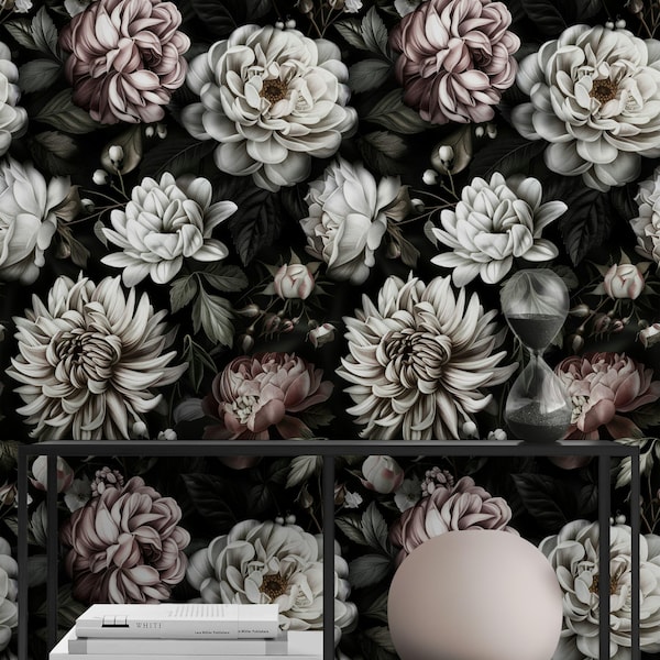 Dark Botanical Wallpaper - Etsy