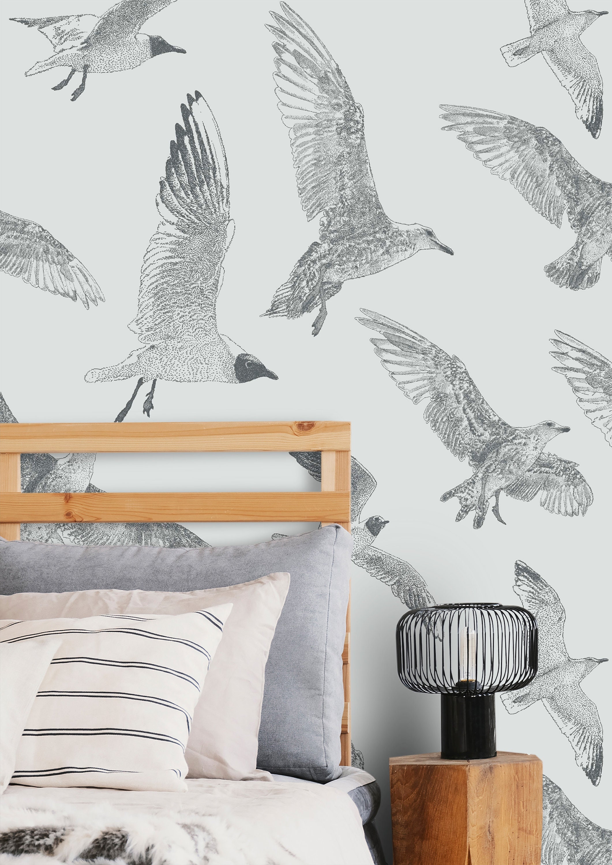 Seagull Wallpaper Peel and Stick Birds Wall Mural Pattern - Etsy