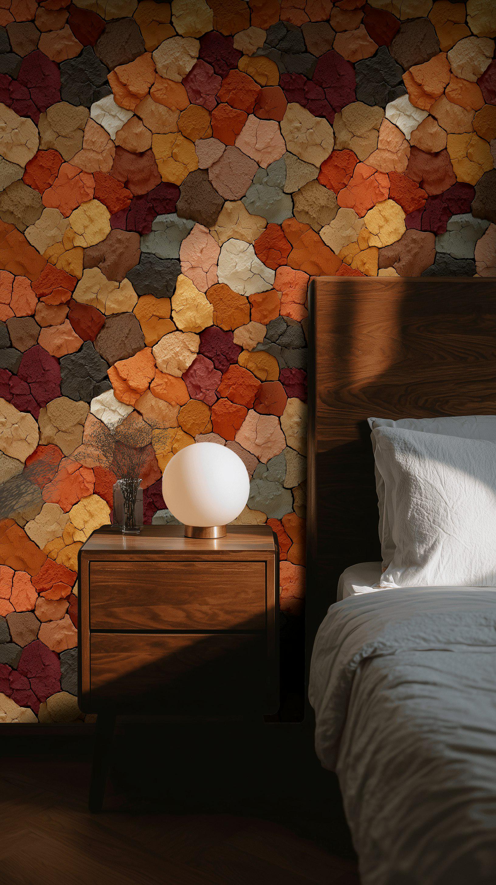 Terracotta Tones Peel and Stick Wallpaper Earthy Clay Mural Rustic Wall ...
