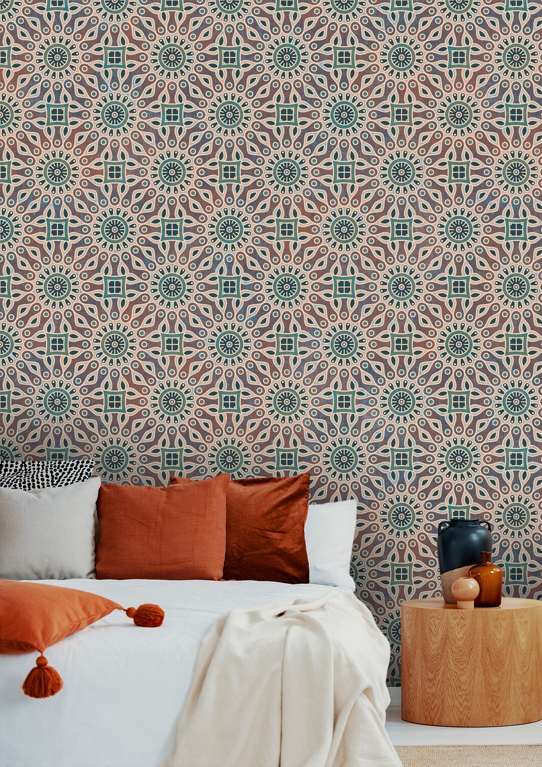 Geometric Tile Wallpaper Moroccan Style Wall Mural Peel and Stick - Etsy