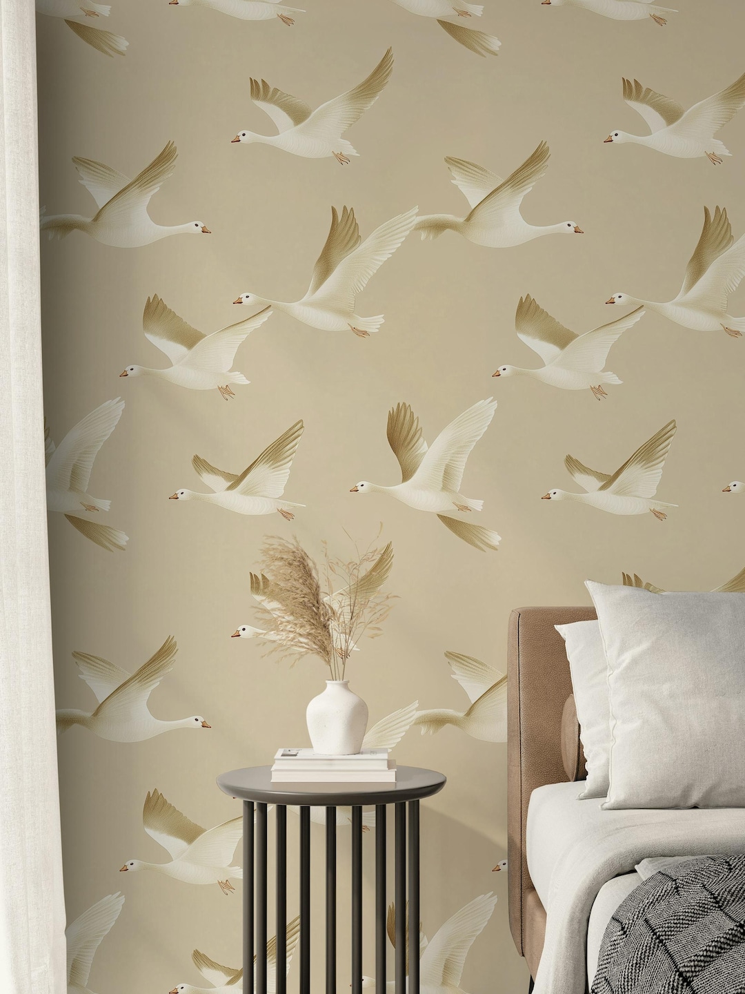 Flying Geese Peel and Stick Wallpaper | Serene Country Farmhouse Wall ...