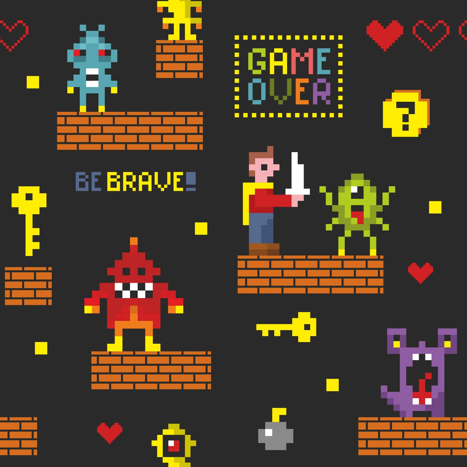 Game Over Wallpaper Retro Game Peel and Stick Removable - Etsy