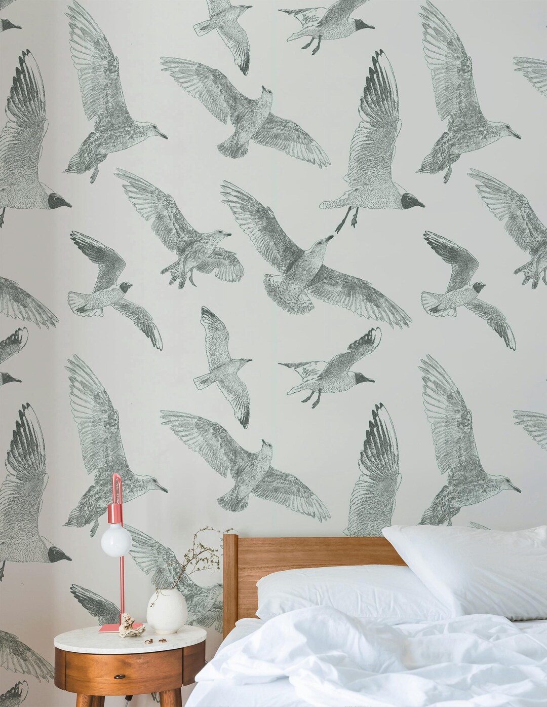 Seagull Wallpaper Peel and Stick Birds Wall Mural Pattern - Etsy