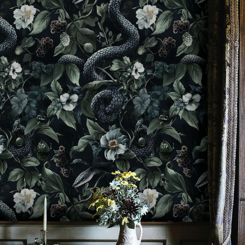 Dark Wallpaper Green - Etsy UK