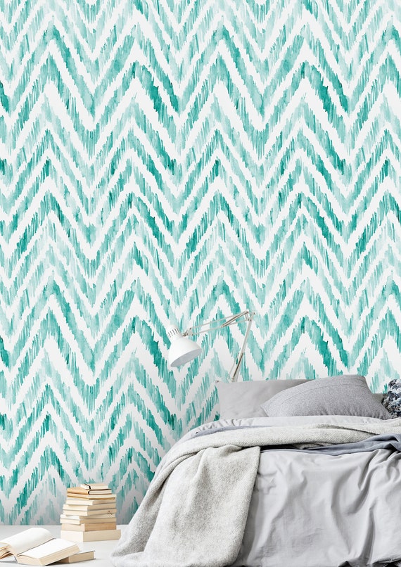 Turquoise Chevron Pattern Wallpaper