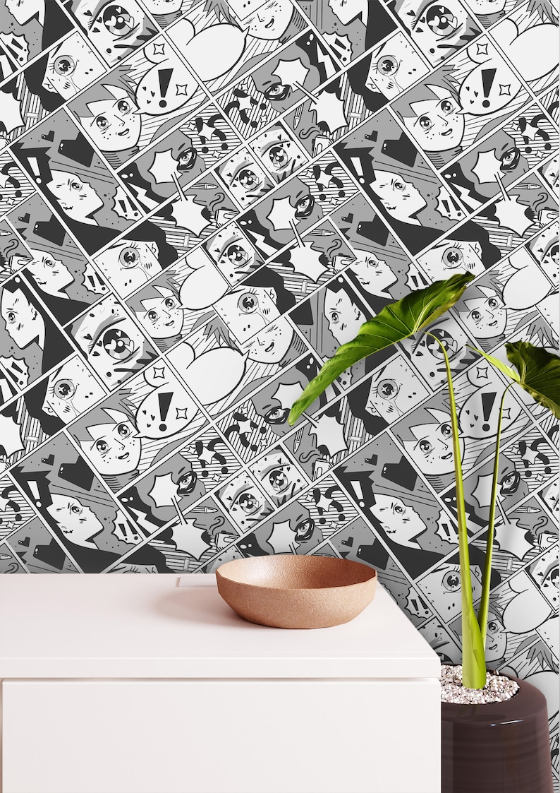 Anime Cartoon Wallpaper Peel and Stick Pattern Wall Mural - Etsy