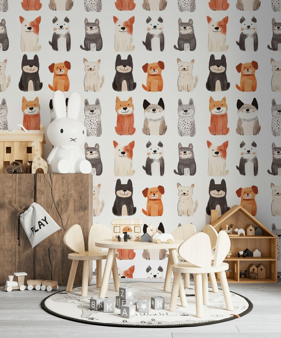 Dog Pattern Peel and Stick Wallpaper Puppy Mural Playful Wall Decor - Etsy