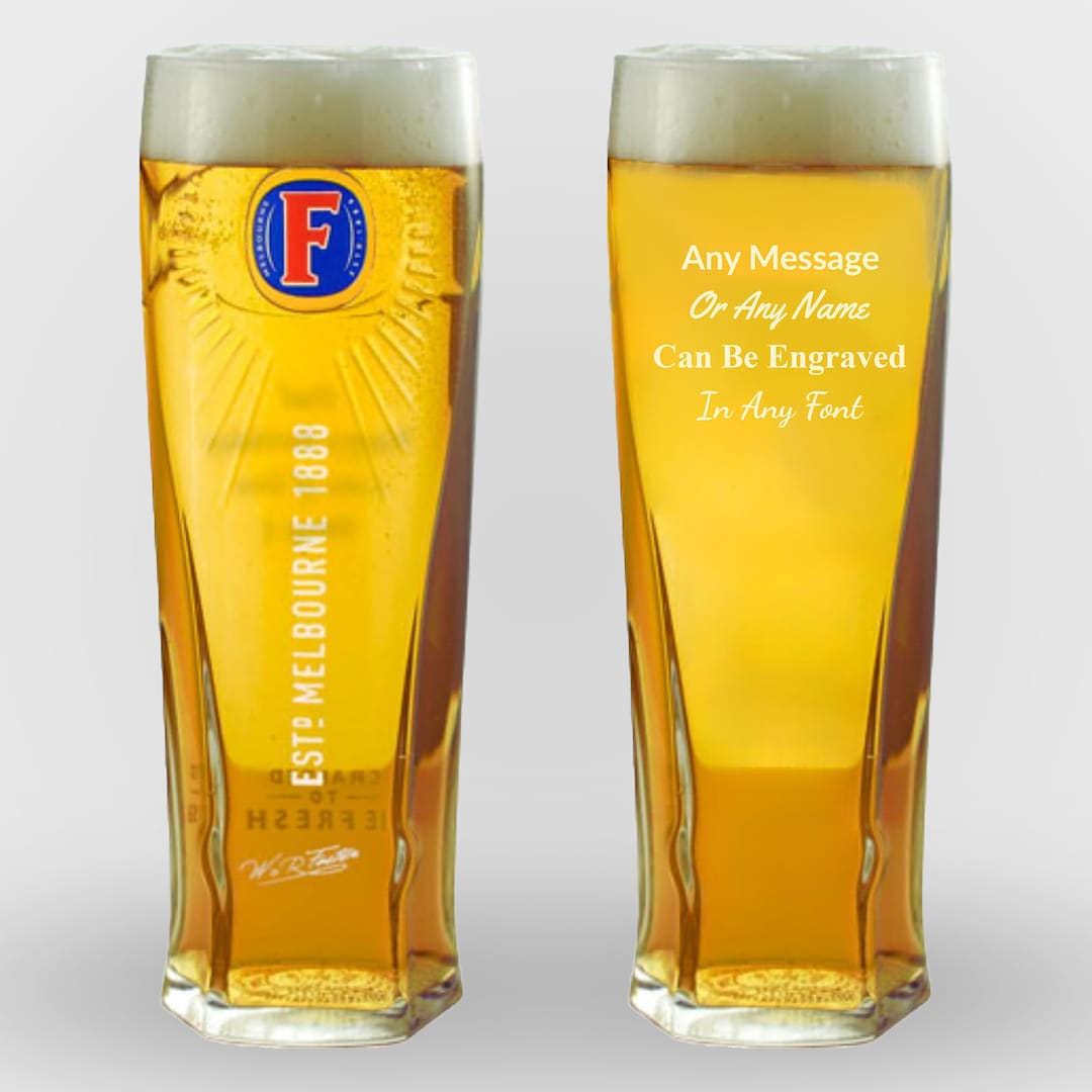 Personalised Beer Glass Engraved With Any Message Fosters Glass Custom ...