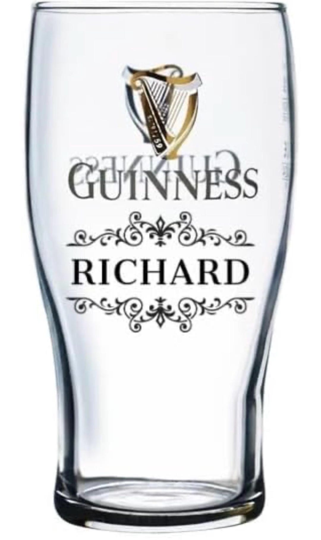 Custom Engraved Personalised Guinness Pint Glass With Name and Design ...