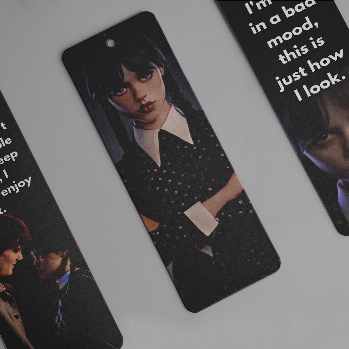 Set of Six Wednesday Addams Bookmarks, Goth Bookmarks, 6 Printable ...