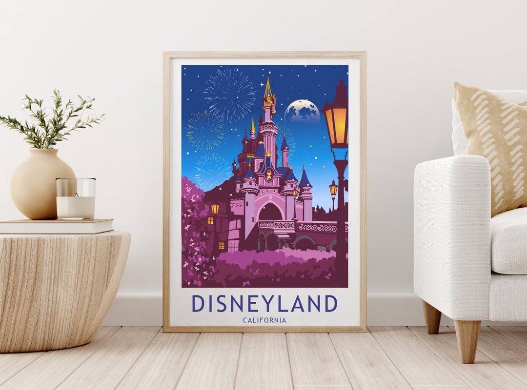 Disneyland Castle California Print Poster Wall Art Night Twinkling ...