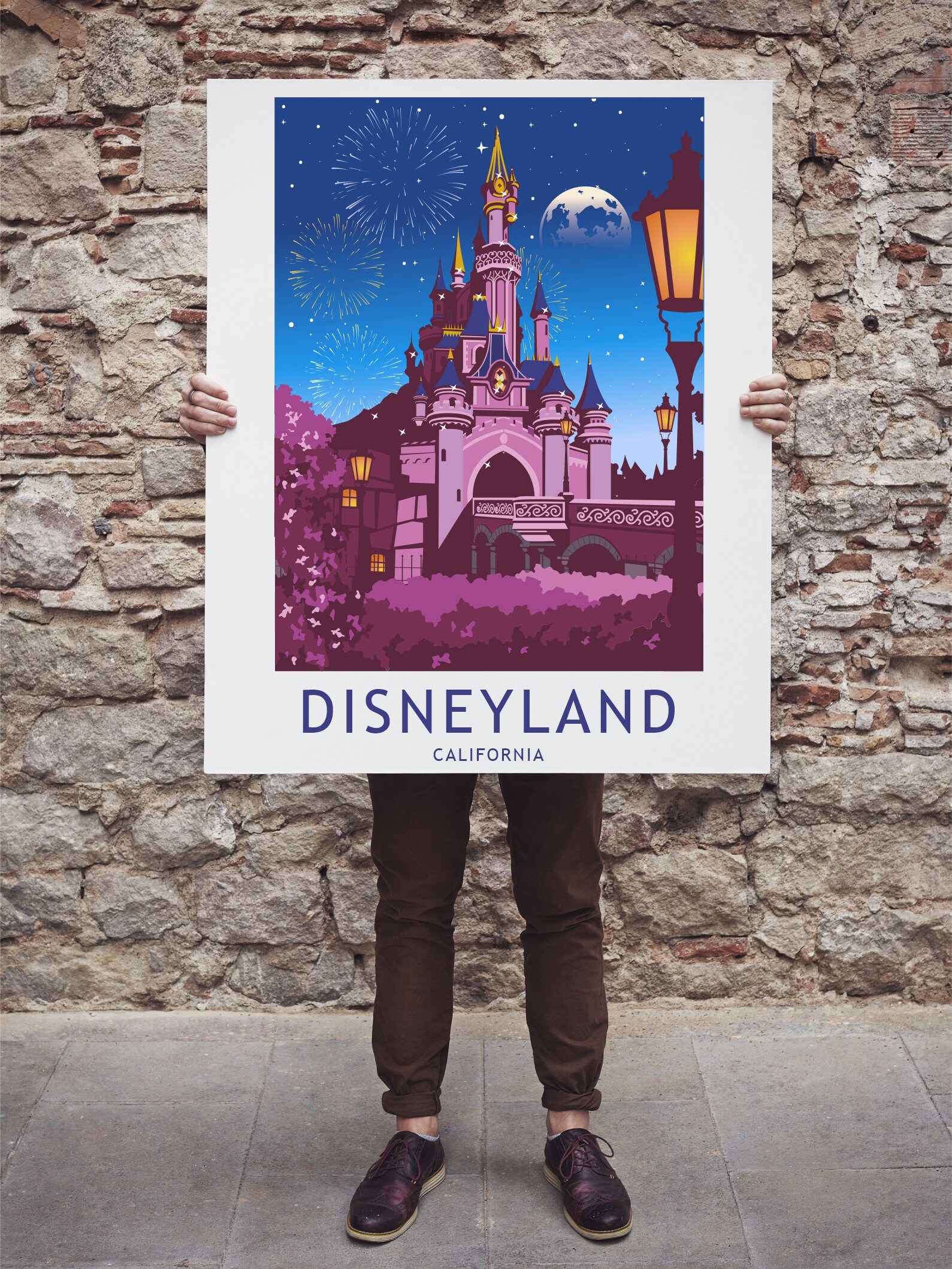 Disneyland Castle California Print Poster Wall Art Night Twinkling ...