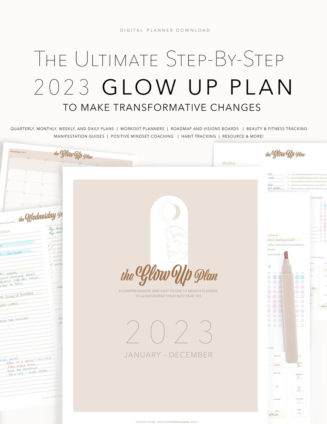 The Ultimate Step-by-step 2023 Glow up Planner to Make Transformative Changes: Manifest, Fitness ...