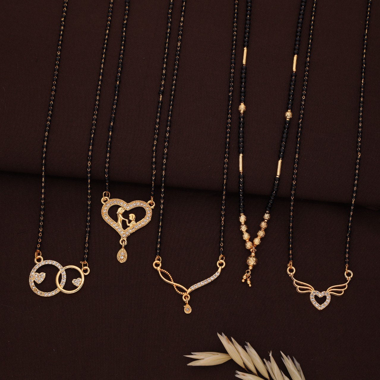 Modern Mangalsutra Necklace Contemporary Black Bead Necklace With Gold ...