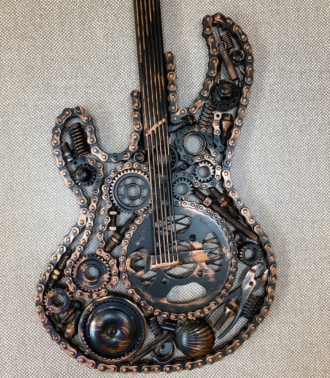 Rustic Guitar Made From Recycled Metal, Decorative Guitar Handmade With ...