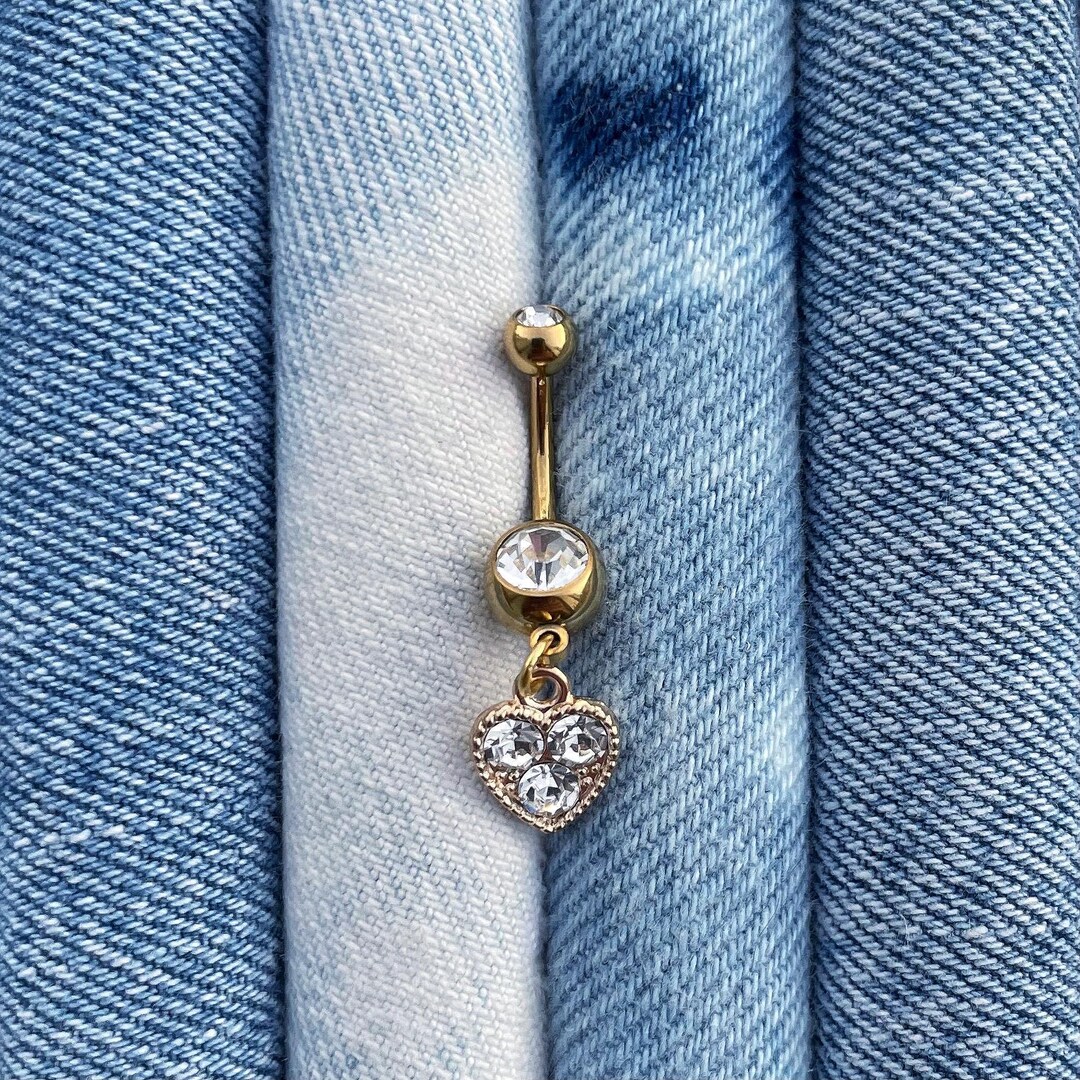 Y2k 2000s Silver Bratz Inspired Gold Diamond Rhinestone Dangling Heart ...