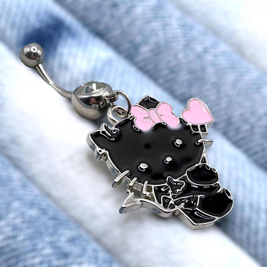 Hello Kitty Belly Ring – Dangle Belly Button Ring – Cute Belly Piercing ...