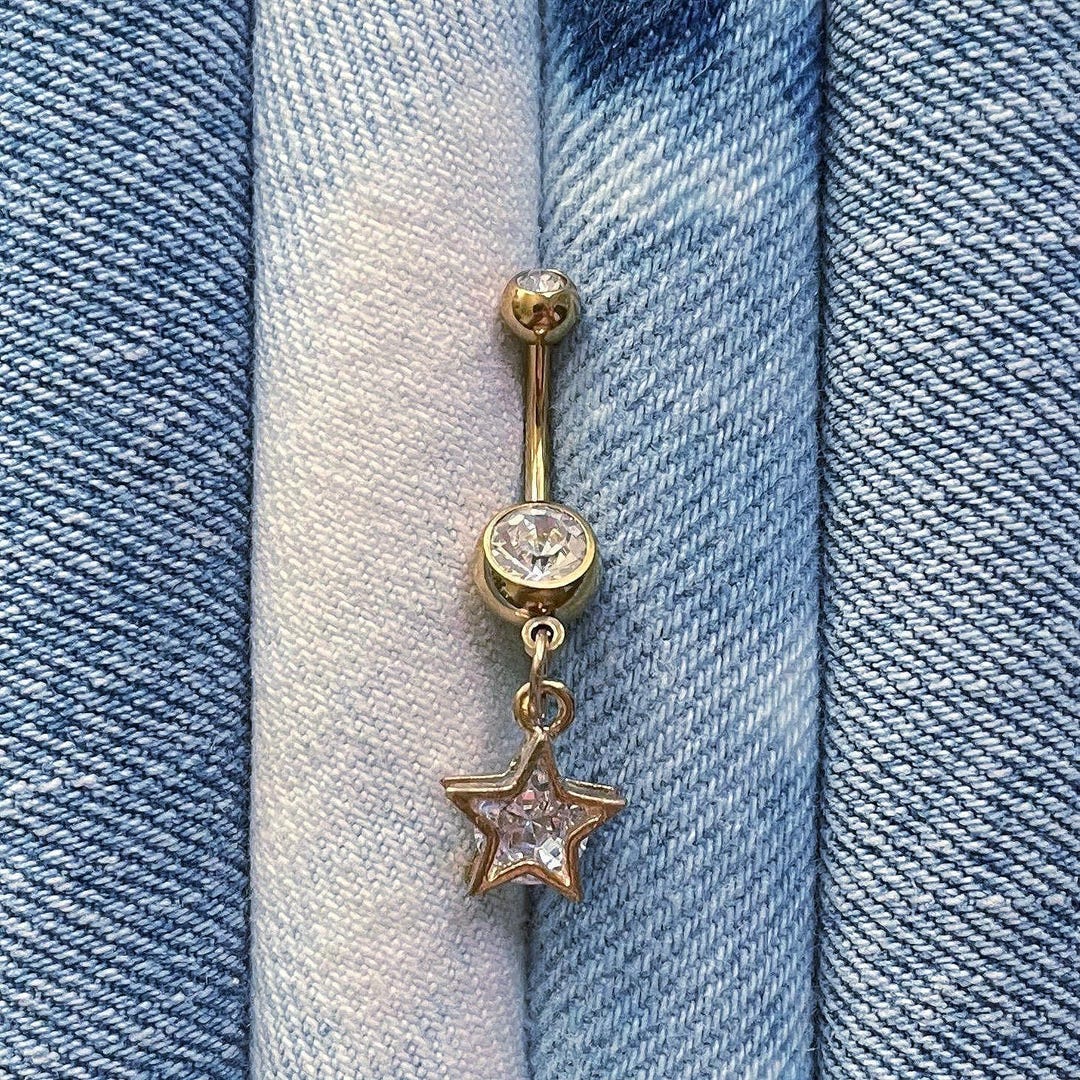 Y2k 2000s Gold Bratz Inspired Diamond Rhinestone Star Dangling Belly ...