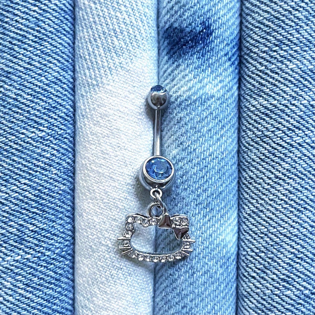 Hello Kitty Belly Ring – Dangle Belly Button Ring – Cute Belly Piercing ...