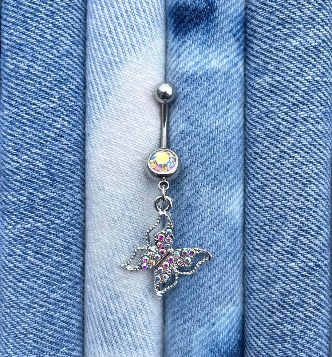 Butterfly Belly Ring – Dangle Belly Button Ring – Cute Belly Piercing ...