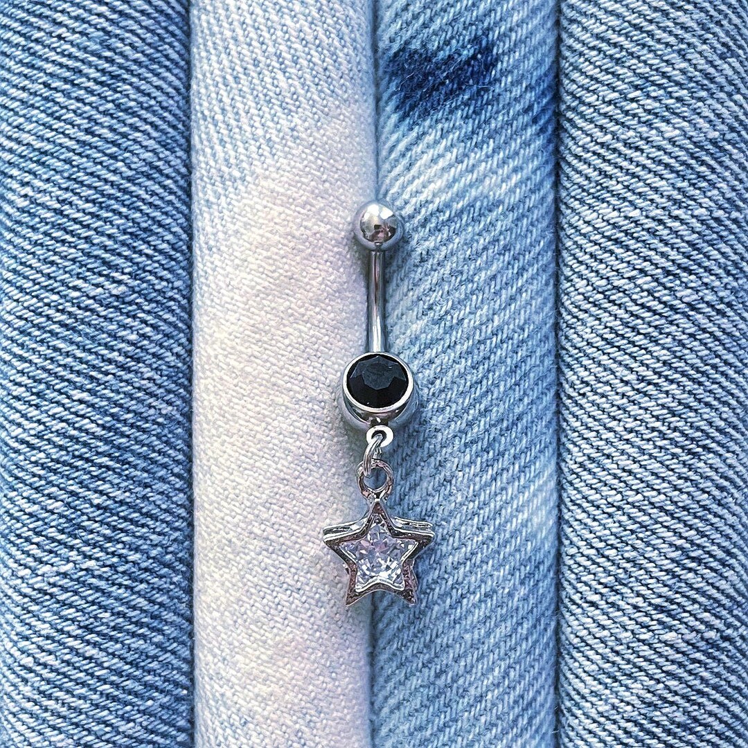 Star Belly Ring – Dangle Belly Button Ring - Punk Belly Piercing ...