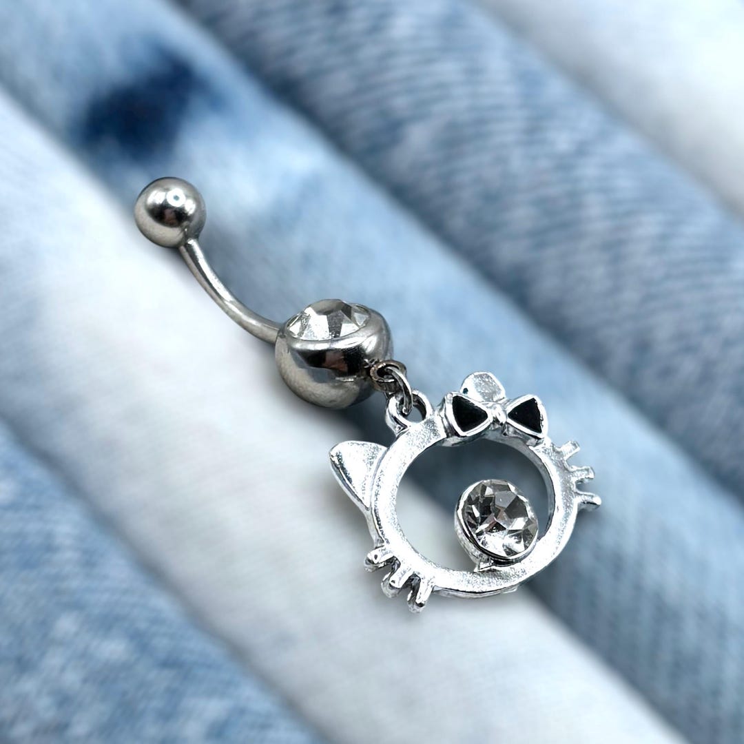 Hello Kitty Belly Ring – Dangle Belly Button Ring – Cute Belly Piercing ...