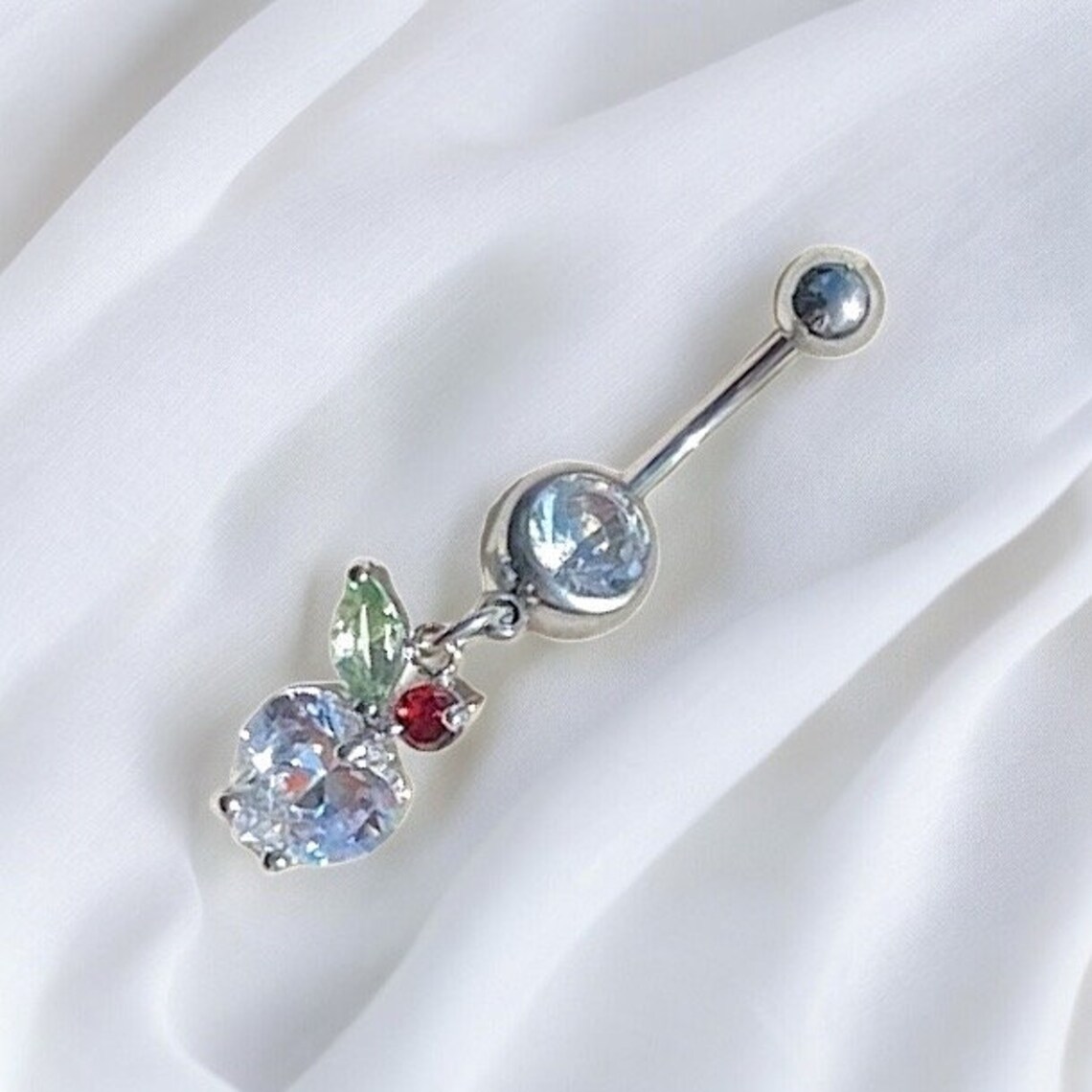 Y2k 00s Silver Bratz Inspired Red Dangling Diamond Rhinestone Apple ...