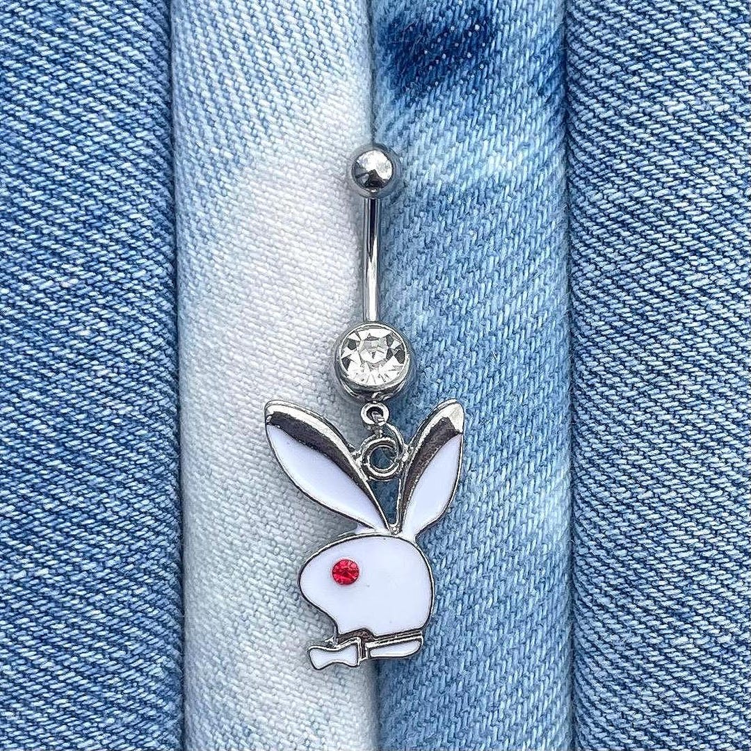 Y2k 2000s White and Silver Bratz Inspired Diamond Rhinestone Vintage Playboy Belly Button Piercing Bar Ring Body Jewellery 00s Gift for Her Etsy