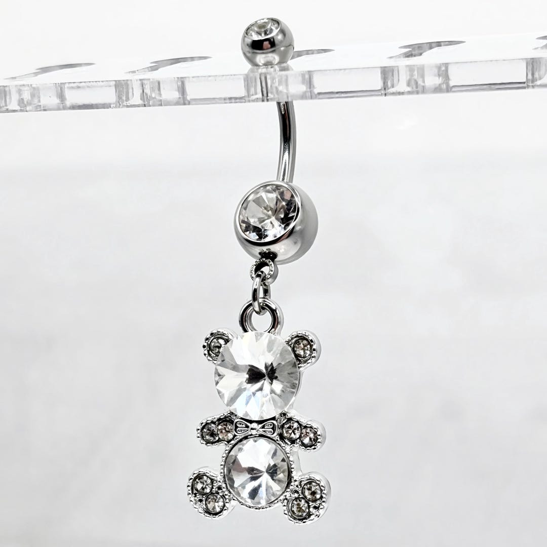 Bear Belly Ring – Dangle Belly Button Ring - Punk Belly Piercing ...