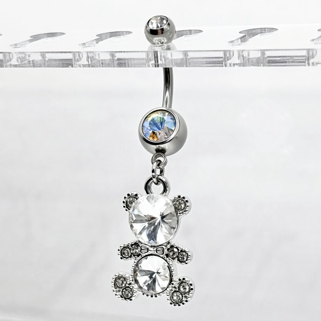 Bear Belly Ring – Dangle Belly Button Ring - Punk Belly Piercing ...