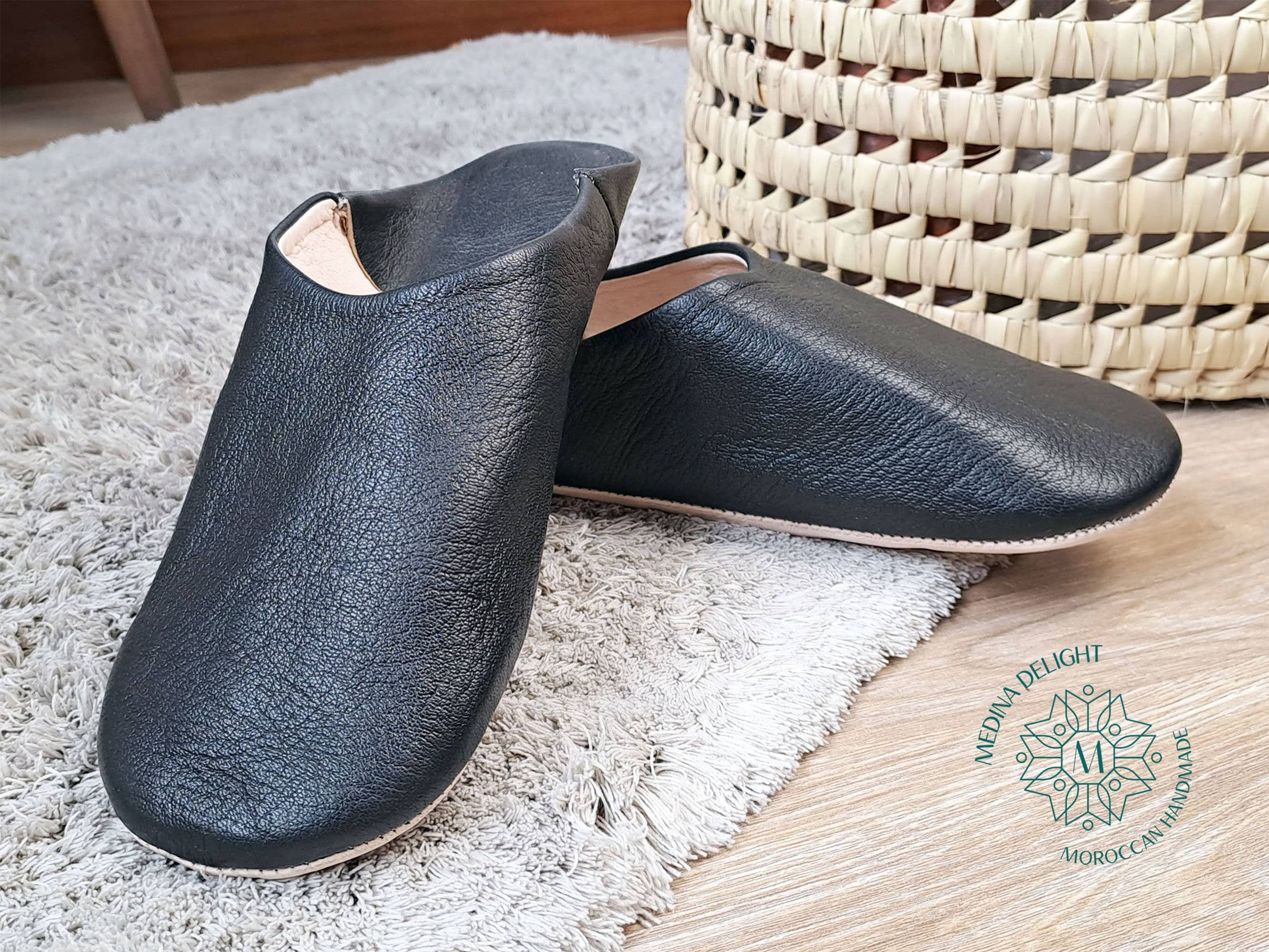 Babouches Marocaines Noires, Babouche Pour Femmes Fait Main à Partir De ...