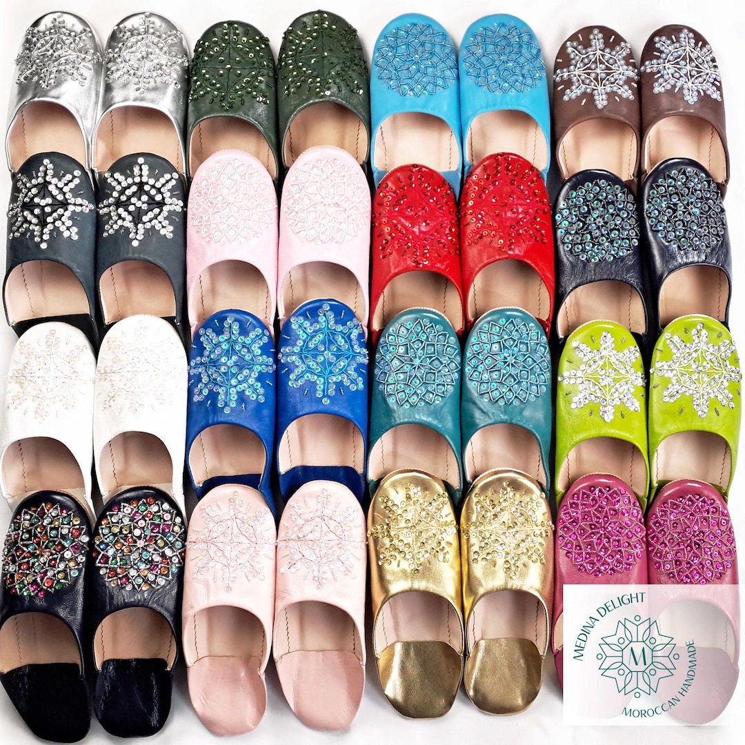 Moroccan Slipper With Sequins for Women Indoor House Shoes Relaxation ...