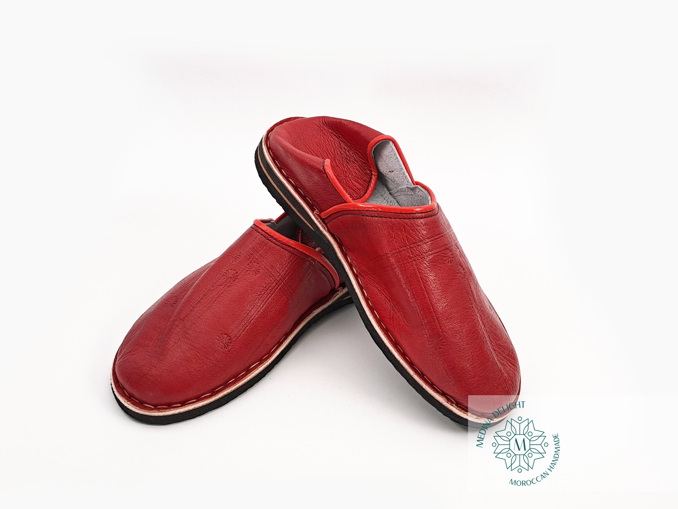 Red Moroccan Babouche Slippers, Berber Babouche Slippers, Handmade ...
