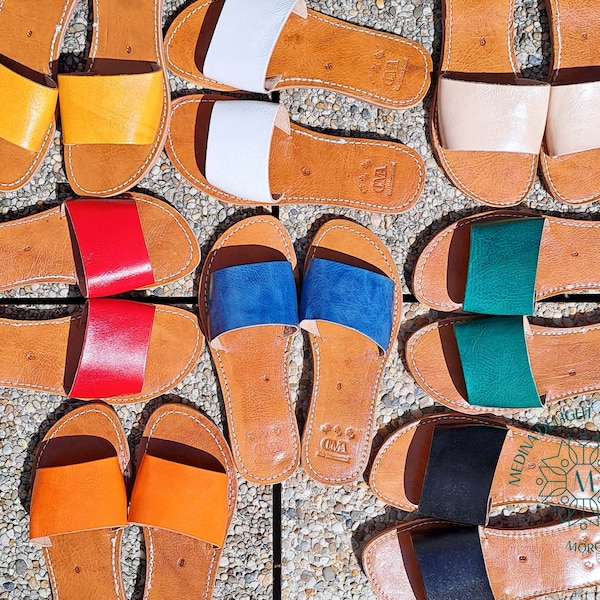 Blue Leather Sandals - Etsy