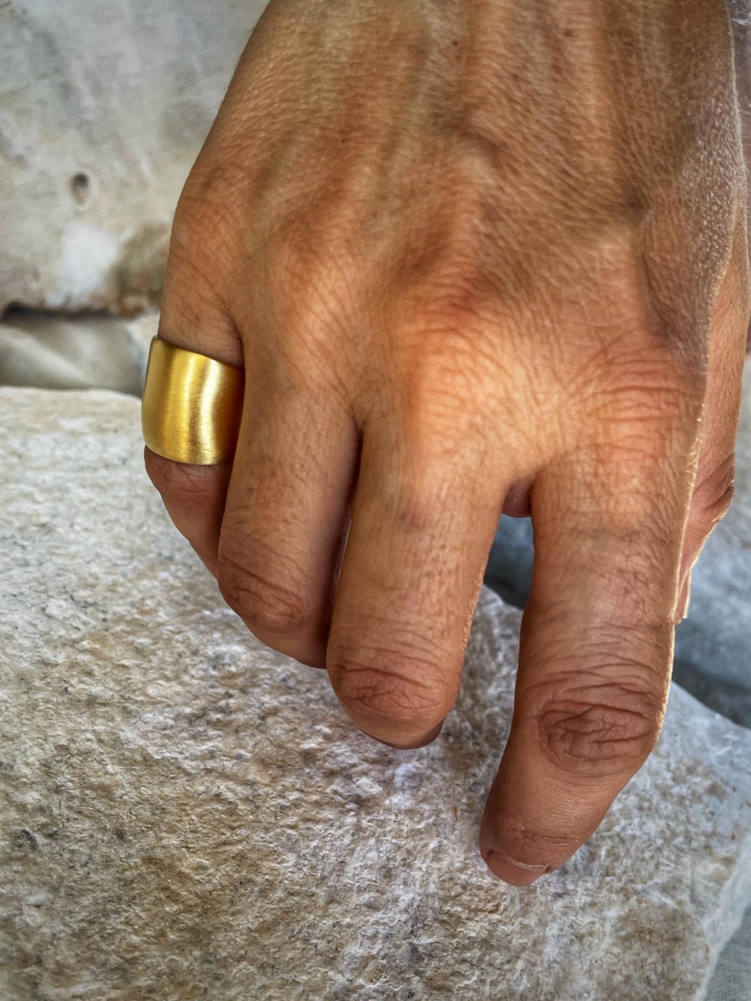 18 K Gold Plated Adjustable Pinky Ring/ Solid Sterling Silver Chevalier ...