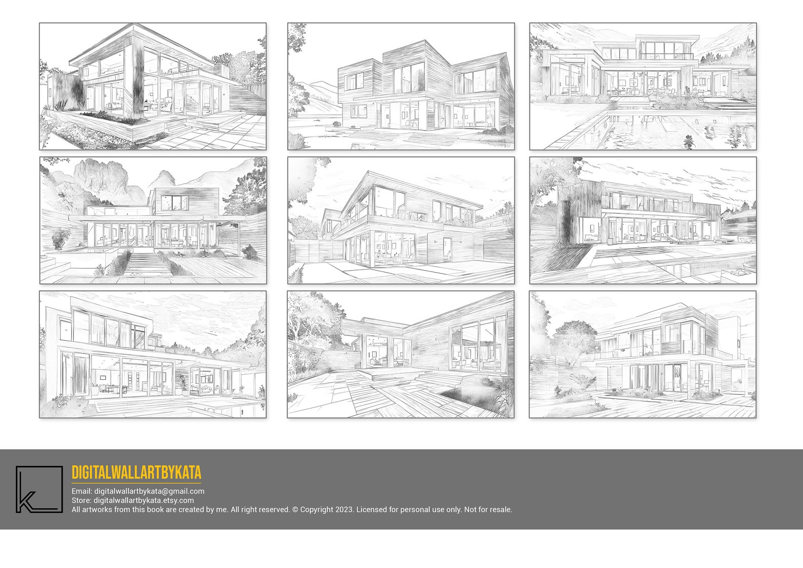 40 Modern Architecture Sketches Digital Download Coloring - Etsy