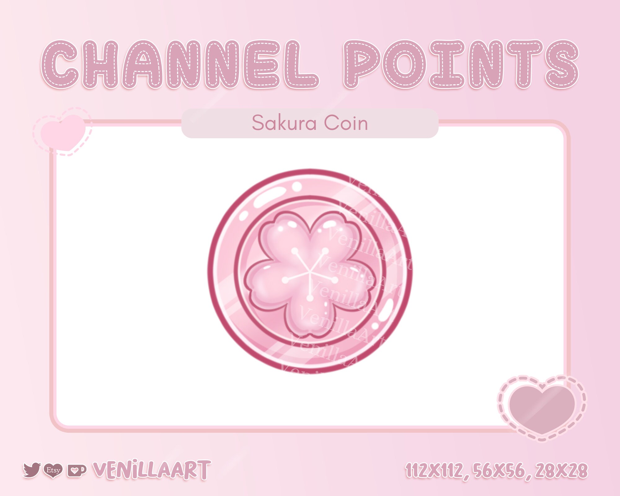 Pink Sakura Coin Channel Points Icon Emote for Twitch Streamers Cherry ...